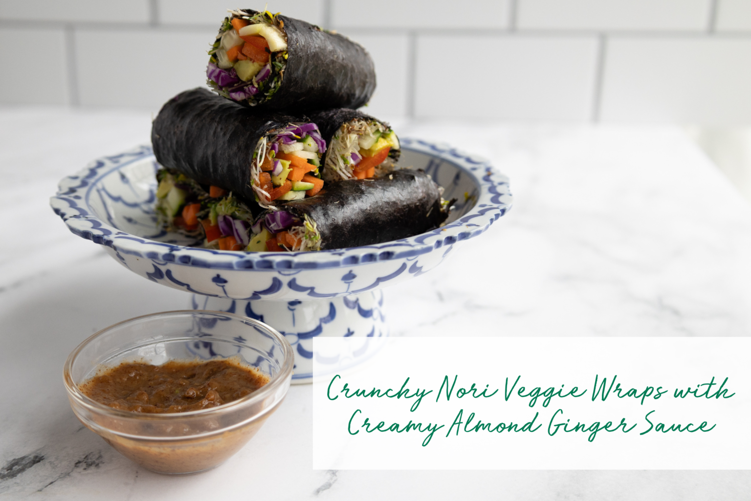 Crunchy Nori Veggie Wraps with Creamy Almond Ginger Sauce | PERQUE